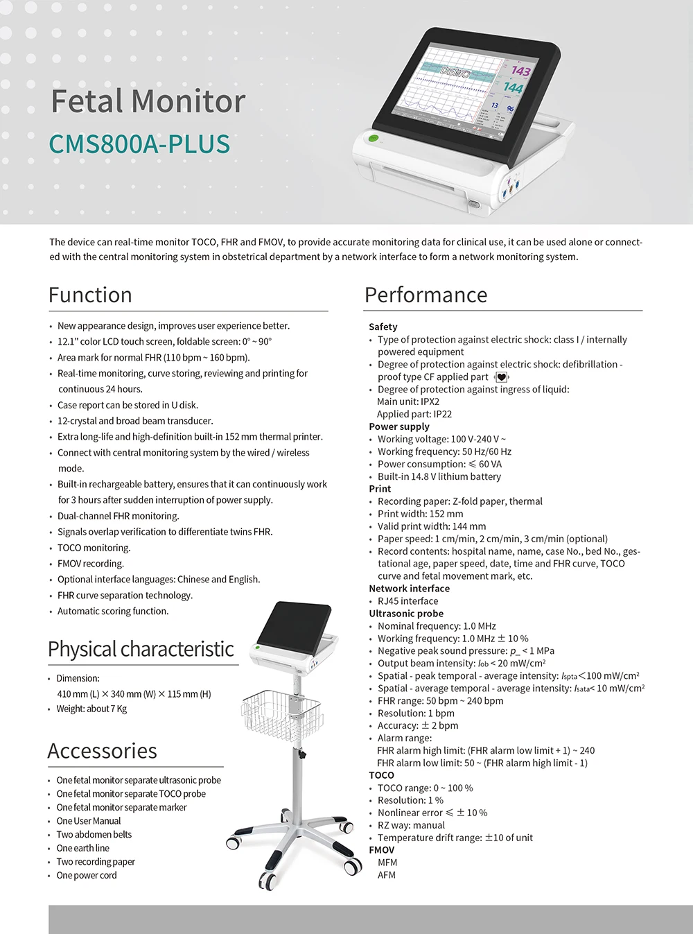 Contec Cms800a-plus Fetal Maternal Monitor Cardiotocography Ctg Machine ...