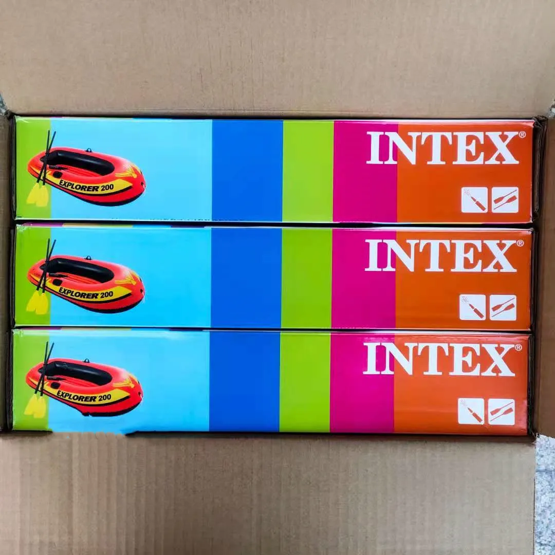 INTEX 58331 58332 Inflatable Fishing Boat with Outboard Motor Rigid ...