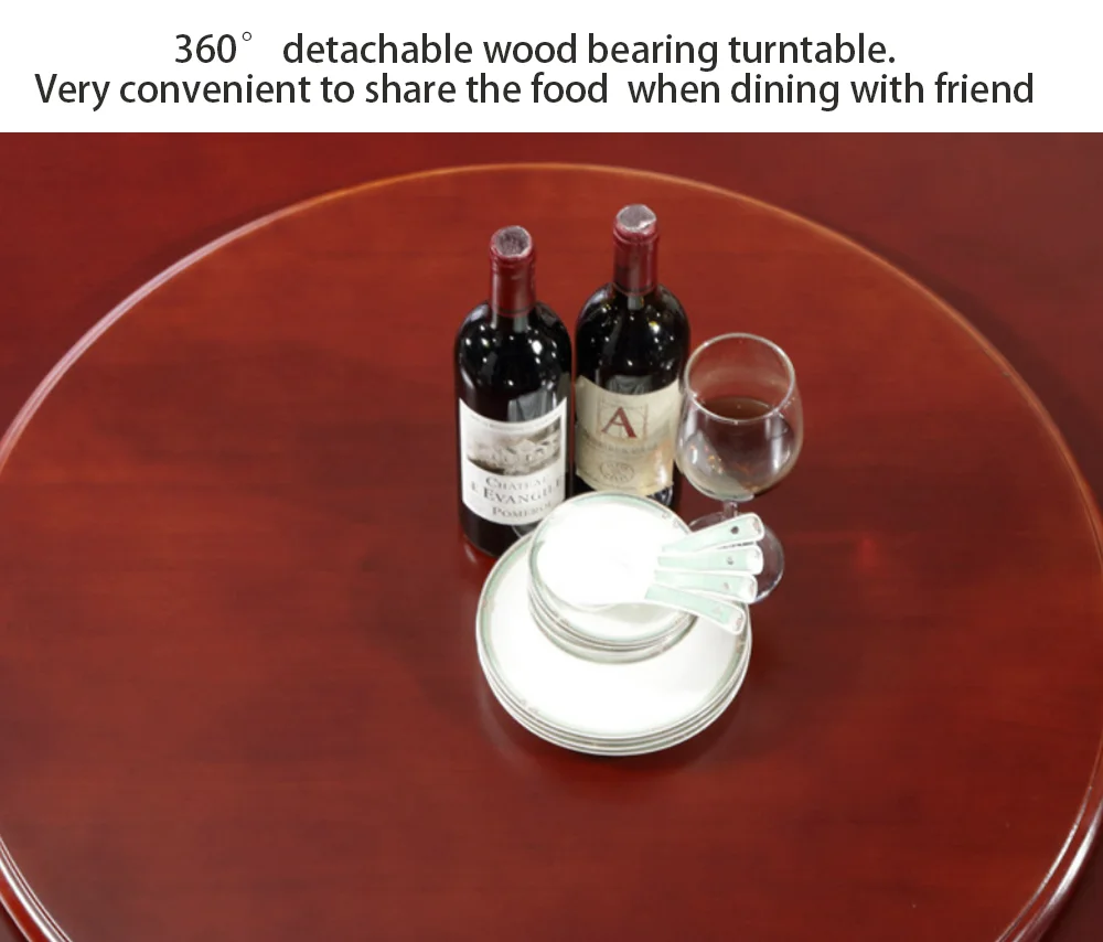 10 Seat Wooden Rotating Dining Round Table Set and Chairs Set ...