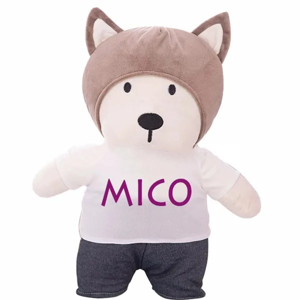 White Grey Custom Stuffed Police Dog Plush Toys Big Head Dog Plush ...