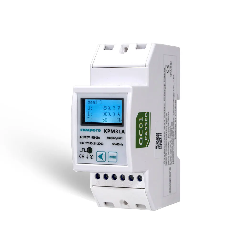 RS485 Modbus 60A Bidirectional Din Rail Single Phase Energy Meter ...