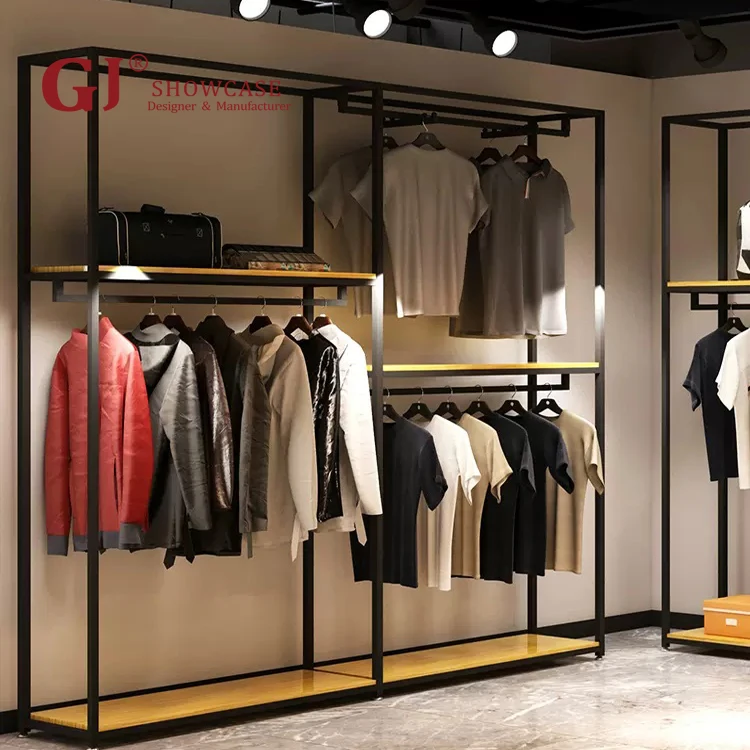Men's Clothes Shop Display Rack Wood Retail Garment Shelf for Boutique ...