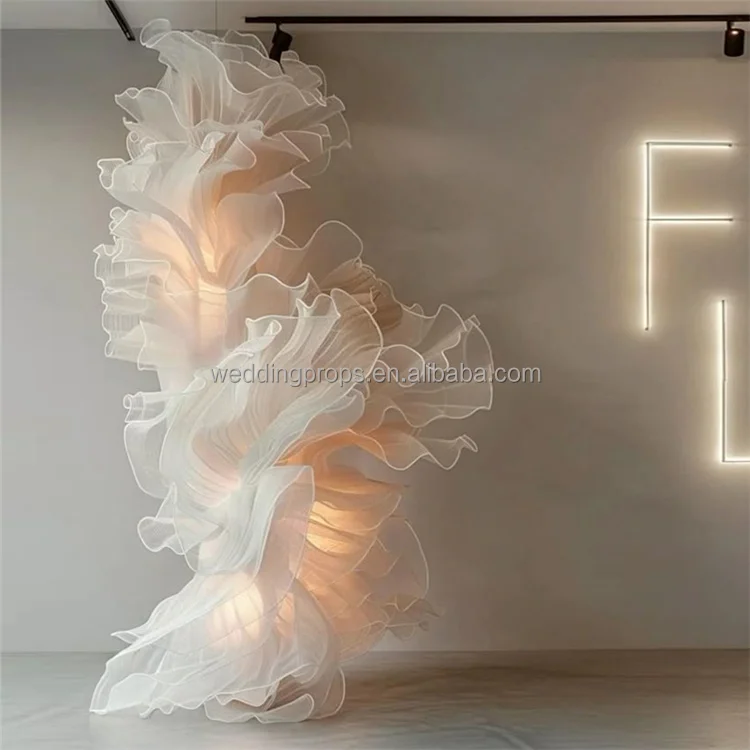 Giant Silk Organza Art Installation for Wedding Backdrop