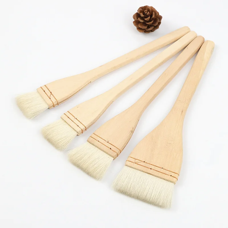 Bvew Art Wool Artist Flat Paint Brushes Set, Wooden Handle Soft Wash ...