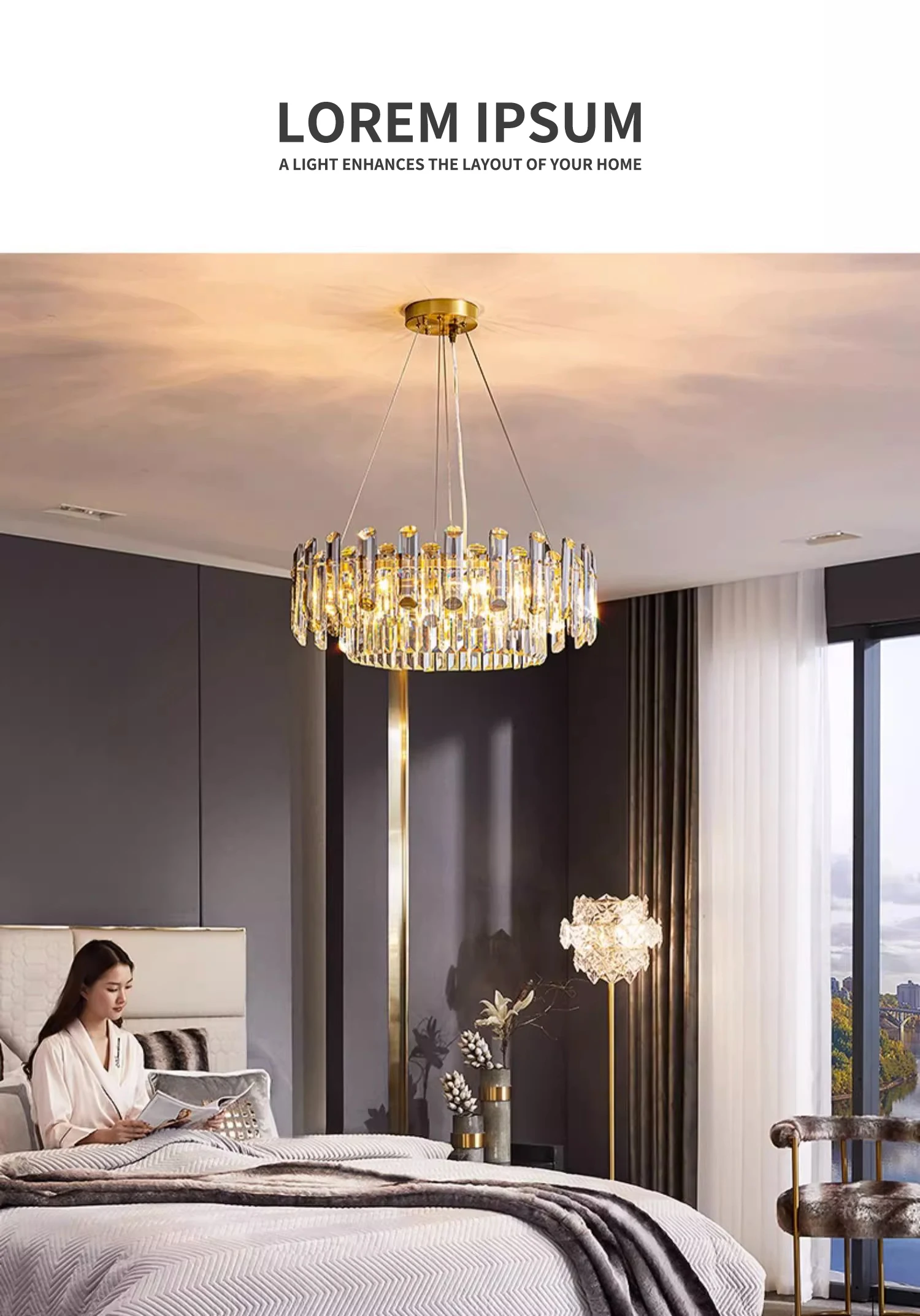 Luxury Gold Round Raindrop Chandelier - 3 Color Temperatures