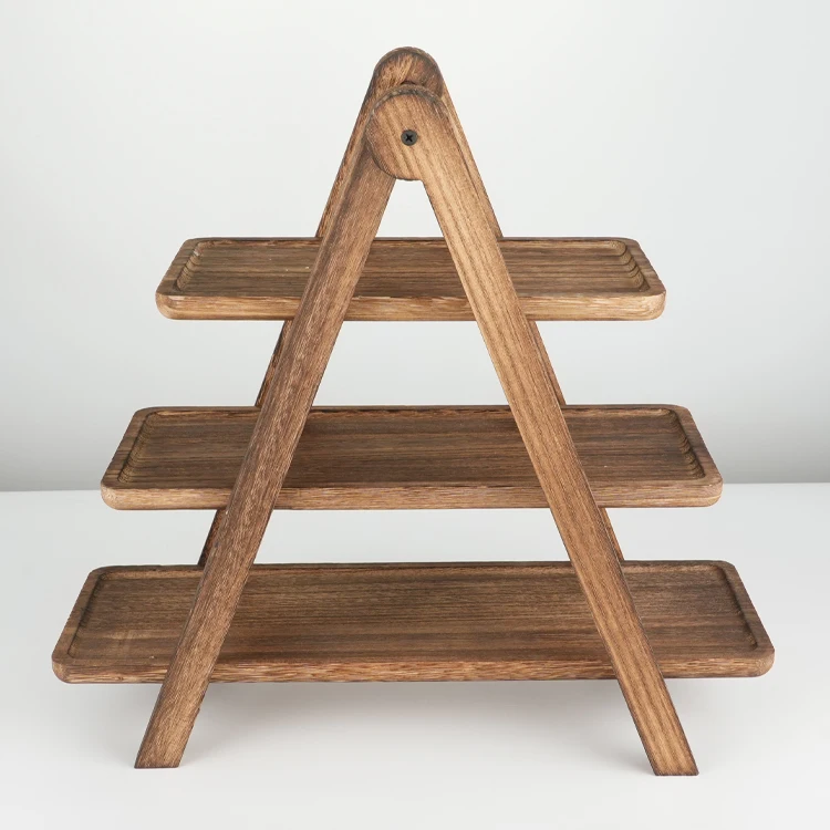 Huadison Three Tier Ladder Serving Station Plate Wood Shelf Food 3 Tier ...