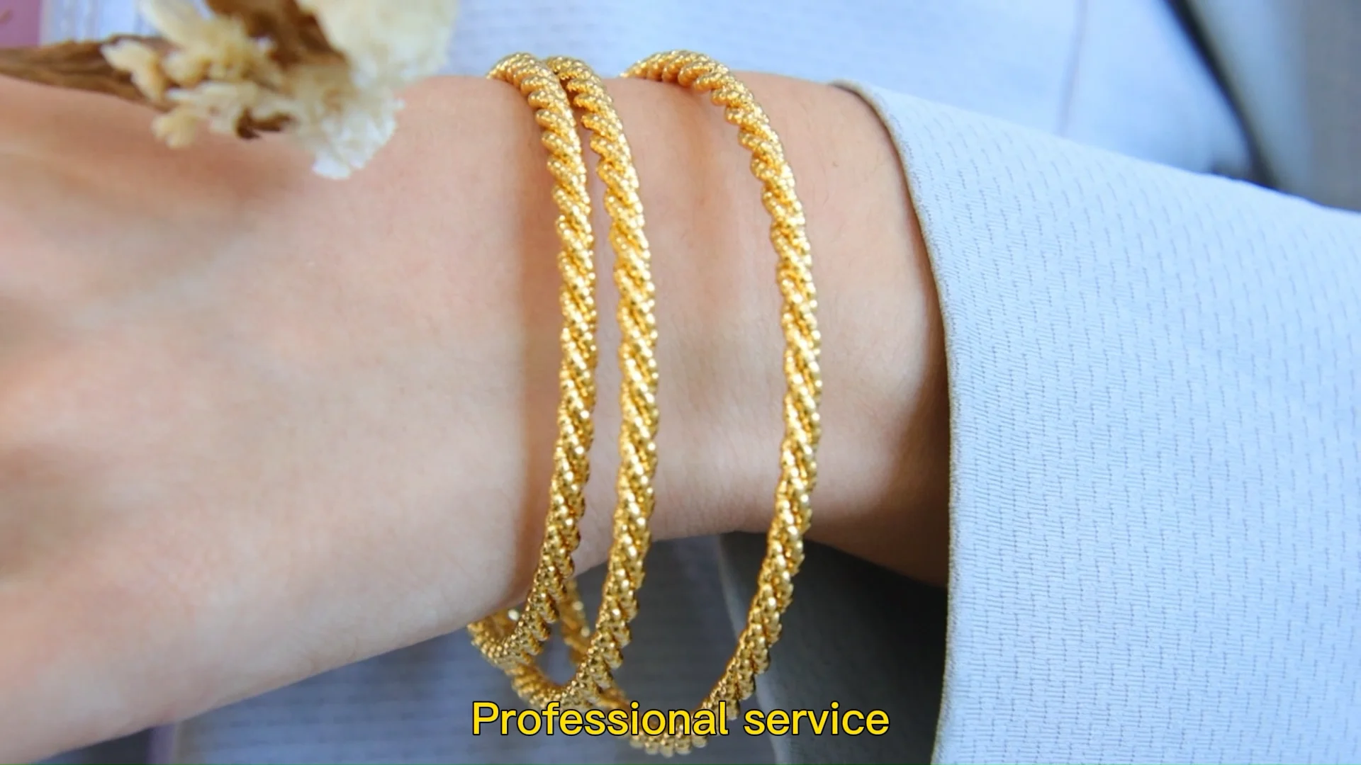 Saudi Arabia Style 18k Gold Plated Twist Bangles Set Custom Unique ...