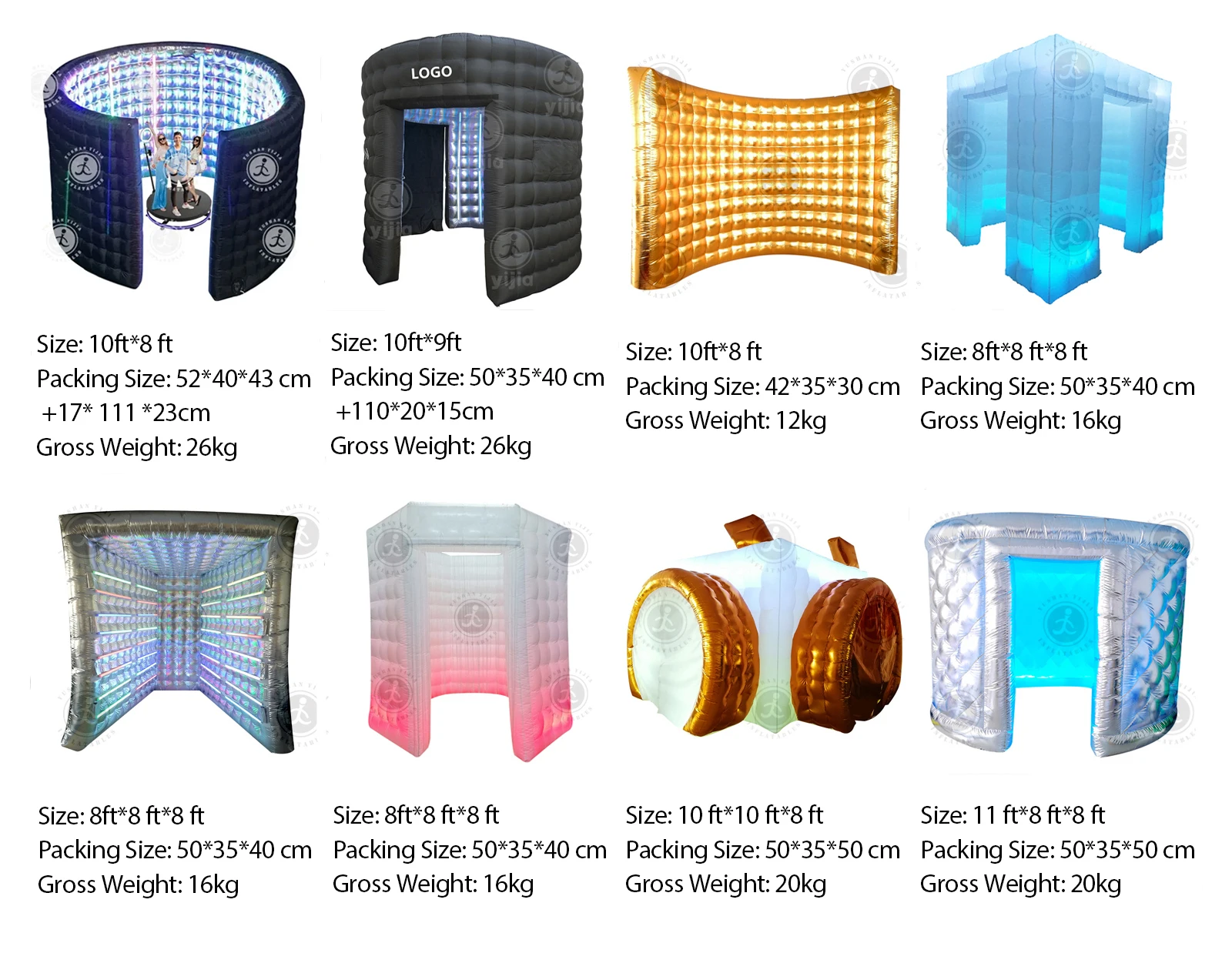 2024new Custom Inflatable Photos Booth Enclosure Tent For Birthday Party Inflatable Square Led ...