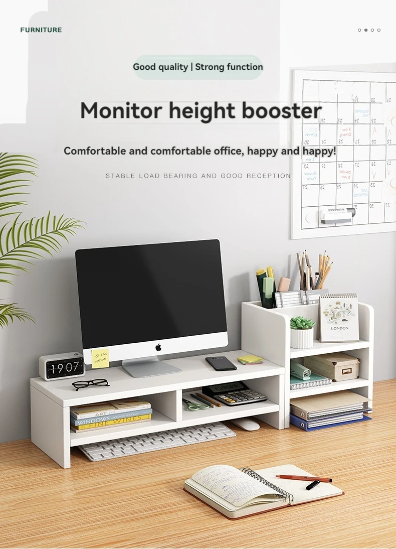 Wooden Computer Stand Desk Organiser with Storage Laptop Stand Desk ...
