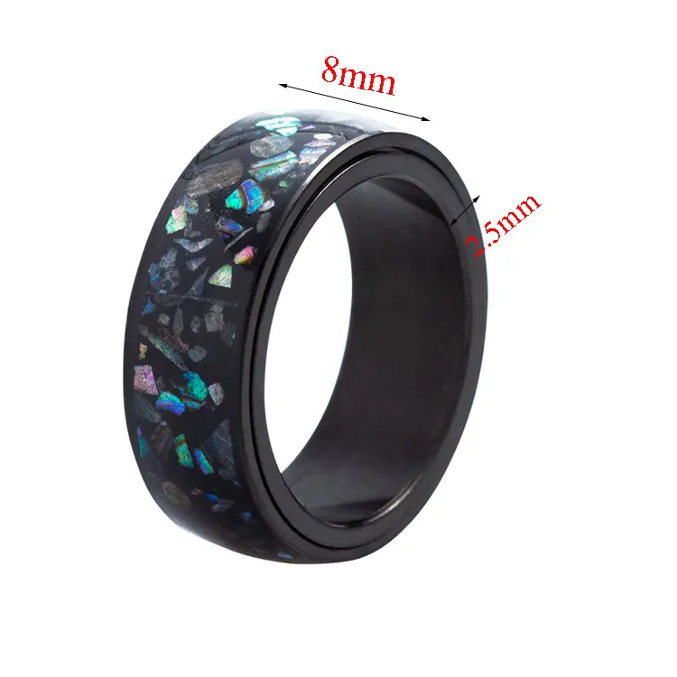 Personalized Inlay Colored Opal Abalone Shell Ring Men Fashion 8mm ...