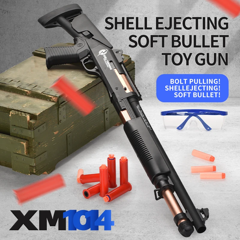2023 Shell Ejecting Toy Gun Soft Bullet Manual Reload Metal Shotgun Toy ...