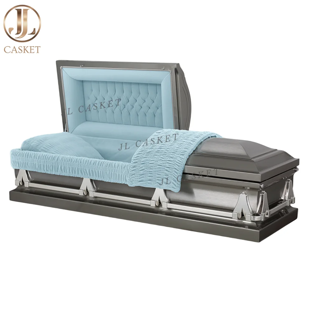 Factory Price Stainless Steel Casket Brushed natural Gray Finish Silver ...