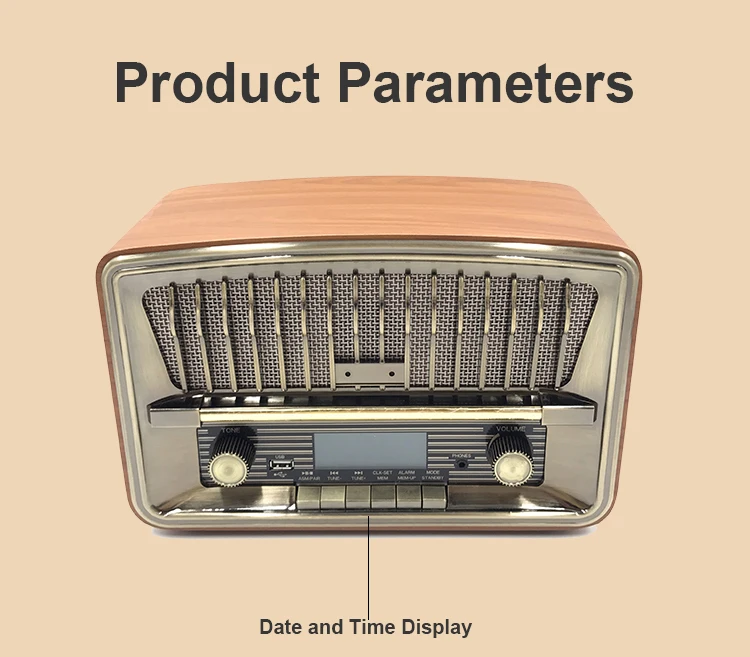 Retro Antique Wooden DAB Digital Radio Dual Alarm Clock