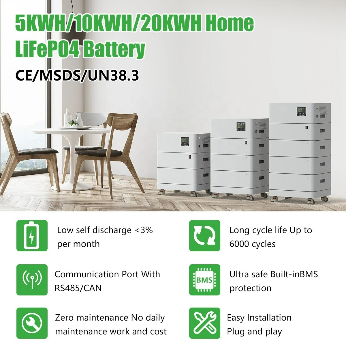 10kw 15kw 20kw 30kw Energy Home Storage Stackable Battery For Solar ...