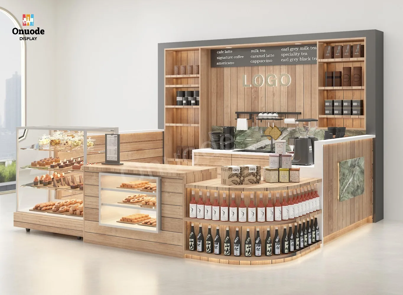 Luxury Modern Coffee Shop Counter Bar - Eco-Friendly Design