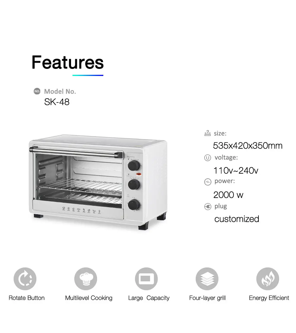 Andong 45l Convection Oven Rotisserie Grill Electric Roaster Portable ...