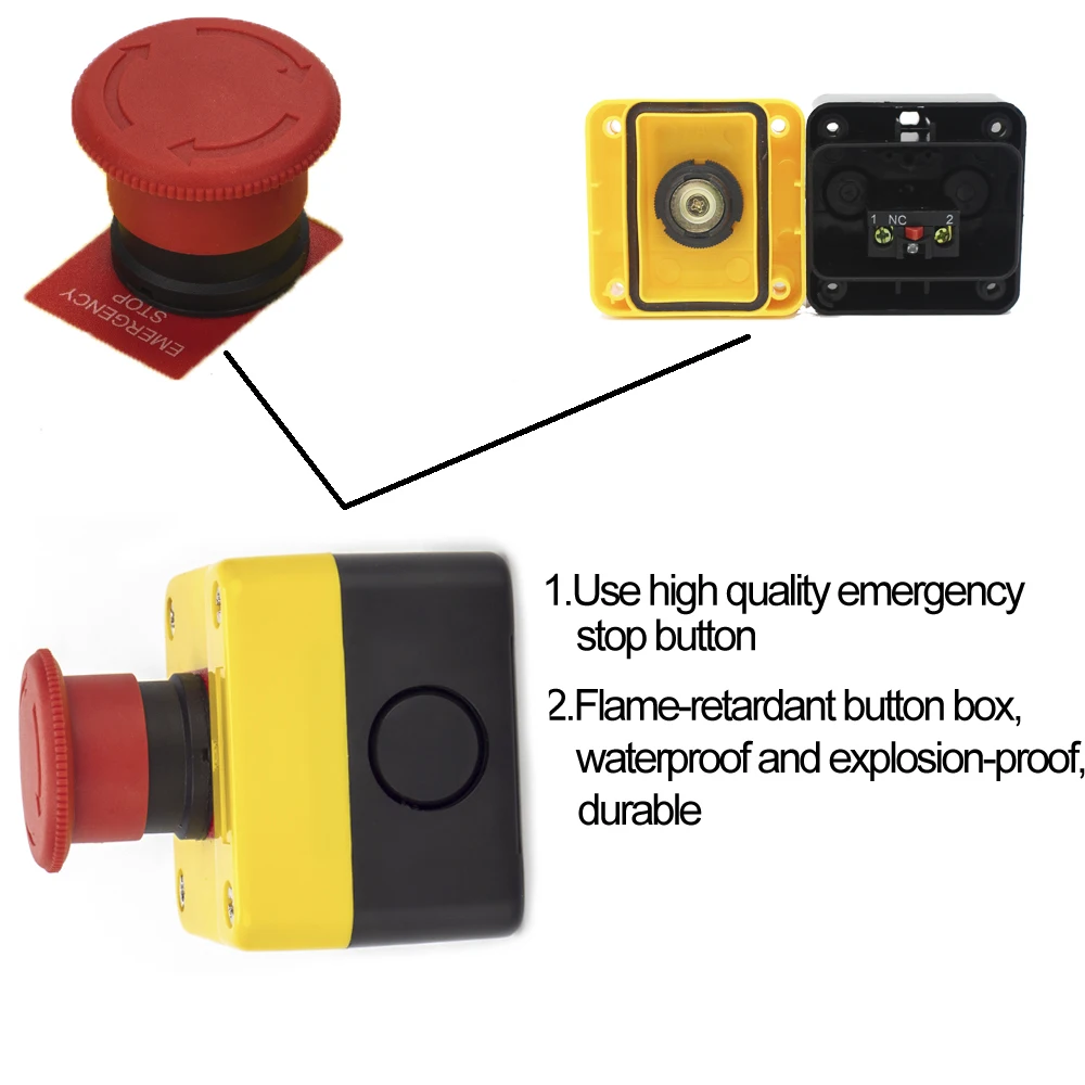 Manhua Emergency Stop Push Button Switch Mushroom Head Control Box For ...