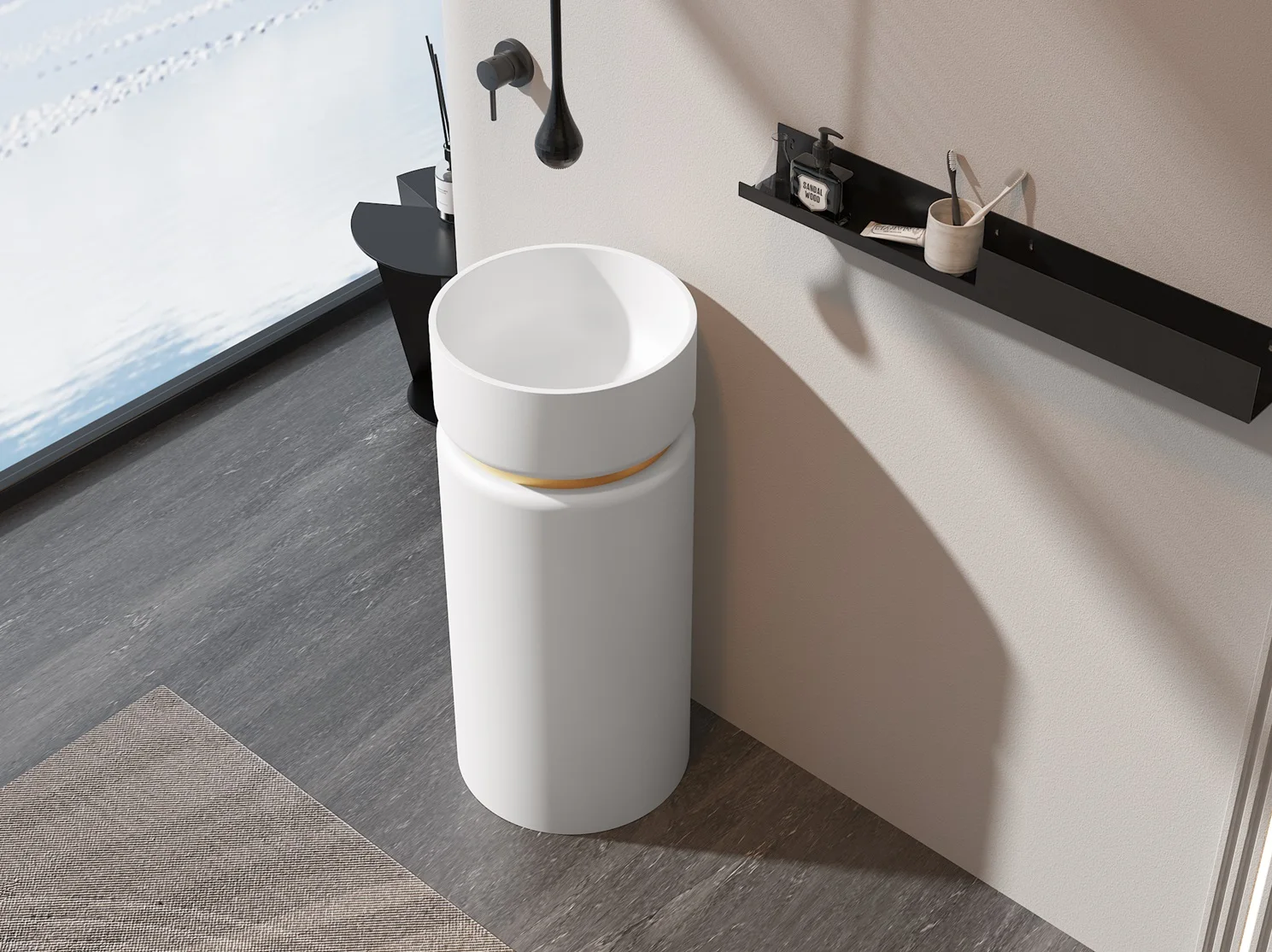 Modern Transparent Marble Bathroom Wash Basin - Pedestal Sinks for Hotels