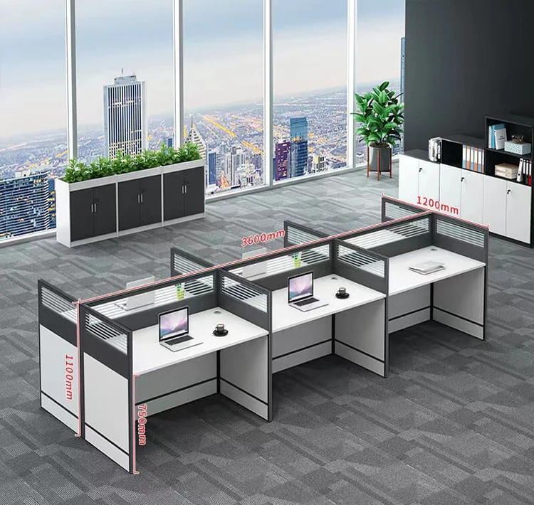 Modular Office Workstations 8 Seats - Modern Call Center Cubicles