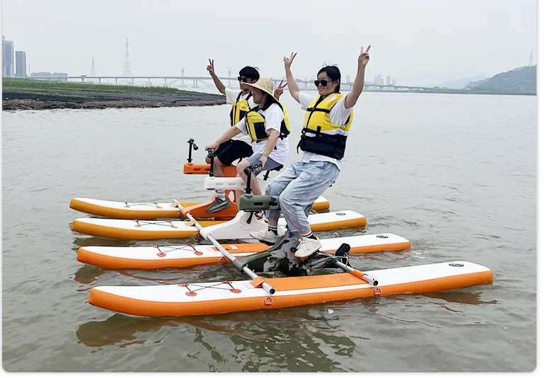 Double Person Inflatable Floating Water Bike Inflatable Cycle Water ...