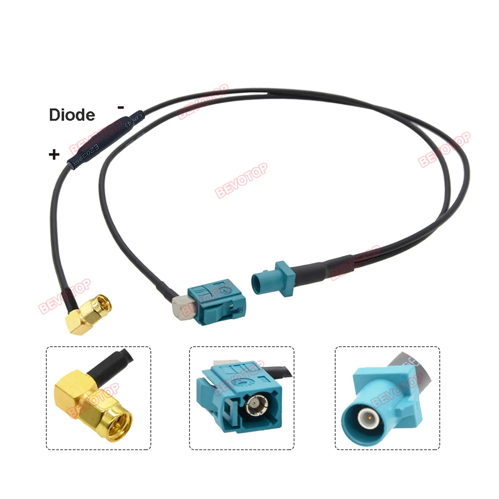 Fakra Z To Sma Male Y Type Splitter Cable With Diode Rg174 Pigtail Car Navigation Gps Antenna ...