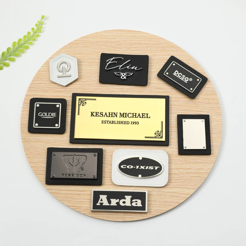 Personalized Custom Jeans Pu Fake Leather Label Tags Custom Metal Logo ...