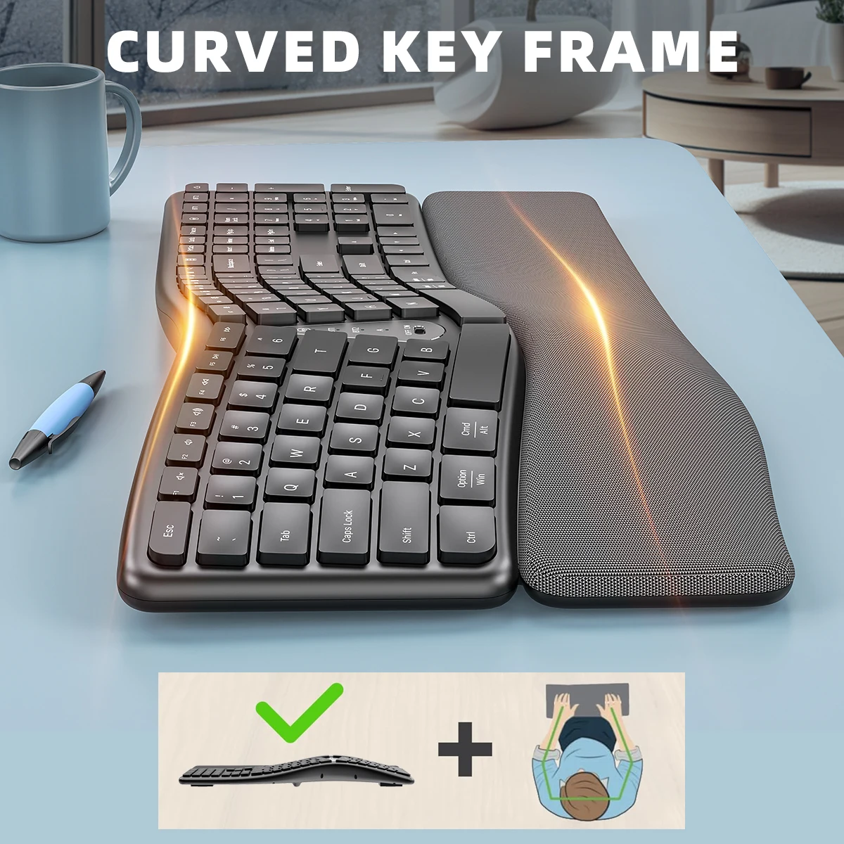 Hot Sale T2 Bluetooth Dual Mode Split Keyboard with Wrist Rest 2.4G ...