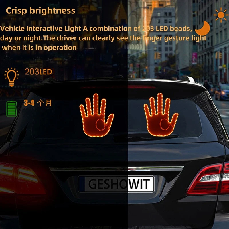 Original 7 Seven Modes Middle Finger Light For Car Window Gesture Led ...