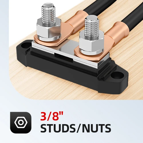2 Way Heavy Duty Bus bar 2x3/8''(M10) Studs 250A Distribution Block Max ...