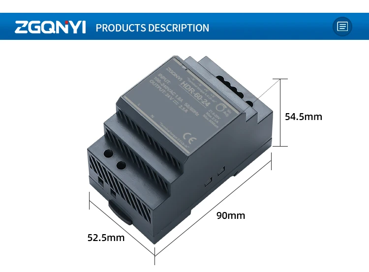 Din Rail Power Supply 24v 60w HDR-60W-24V AC/DC for Complete Set of ...