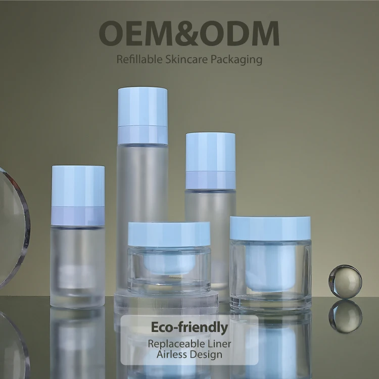 Eco Friendly Sustainable Skincare Packaging Set Custom Refillable Glass ...