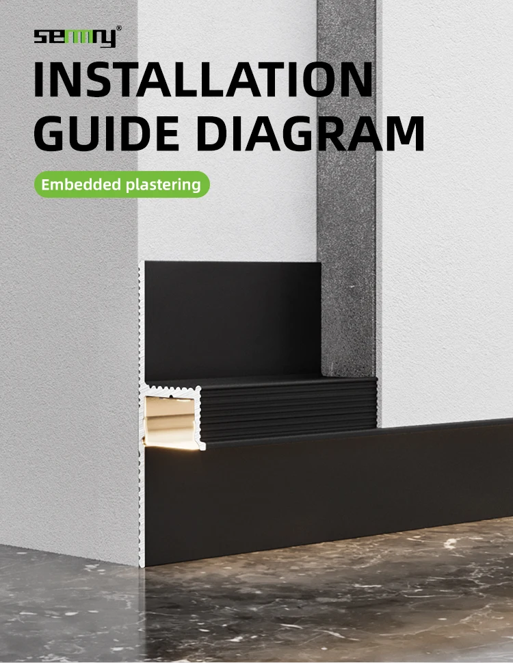 2024 New Shadow Gap Wall Skirting Easy Installation Concealed Aluminium ...