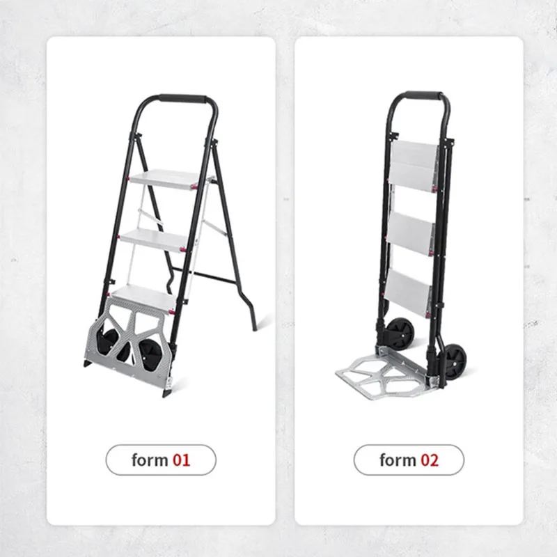 Ladder Trolley 4-in-1 Ladder Cart Aluminum Folding Portable Cart 3 Step ...
