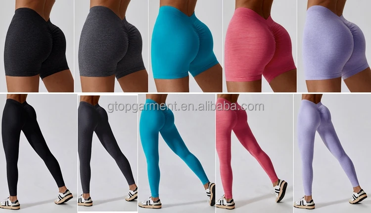 Legging Shorts Back v Cut Seamless Leggings Scrunch Butt High Waisted ...
