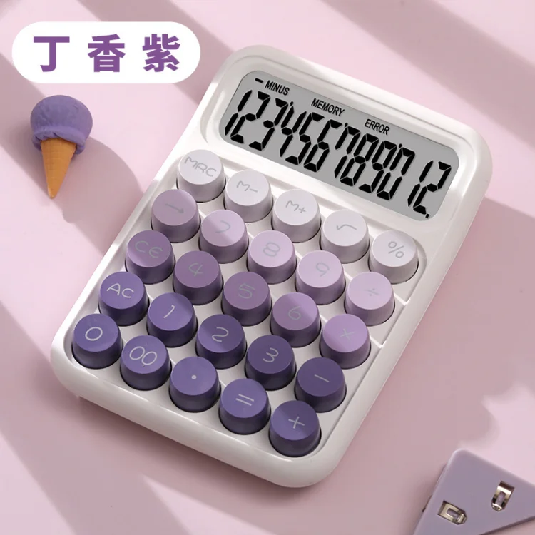 Mechanical Pushbutton Calculator,12 Digit Large Lcd Display,Big Buttons Easy To Press,Gradient ...
