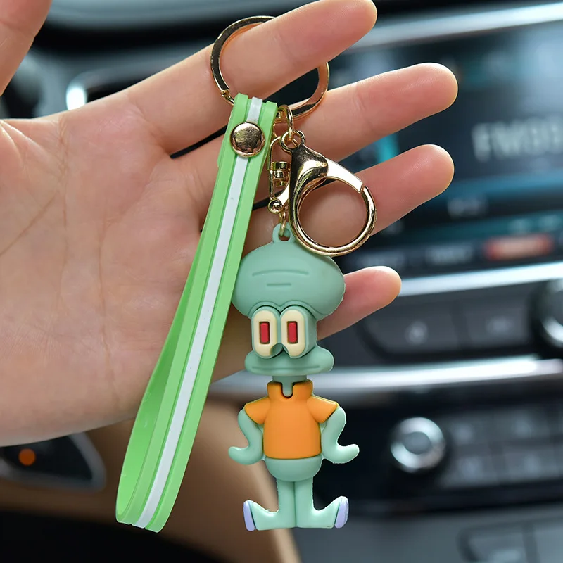 Keychain Sponge Doll Car Key Bag Accessories Cute Cartoon 3D Patrick ...