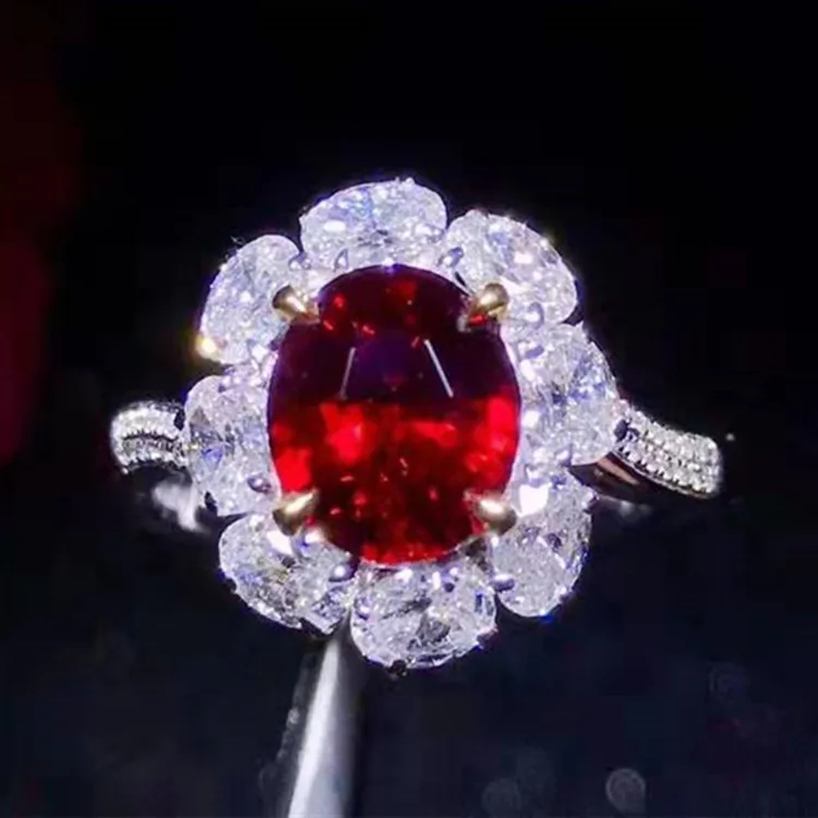 Sgarit De Piedras Preciosas De La Joyería 18k Oro Sólido 2.07ct Paloma Rojo De La Sangre Sin ...