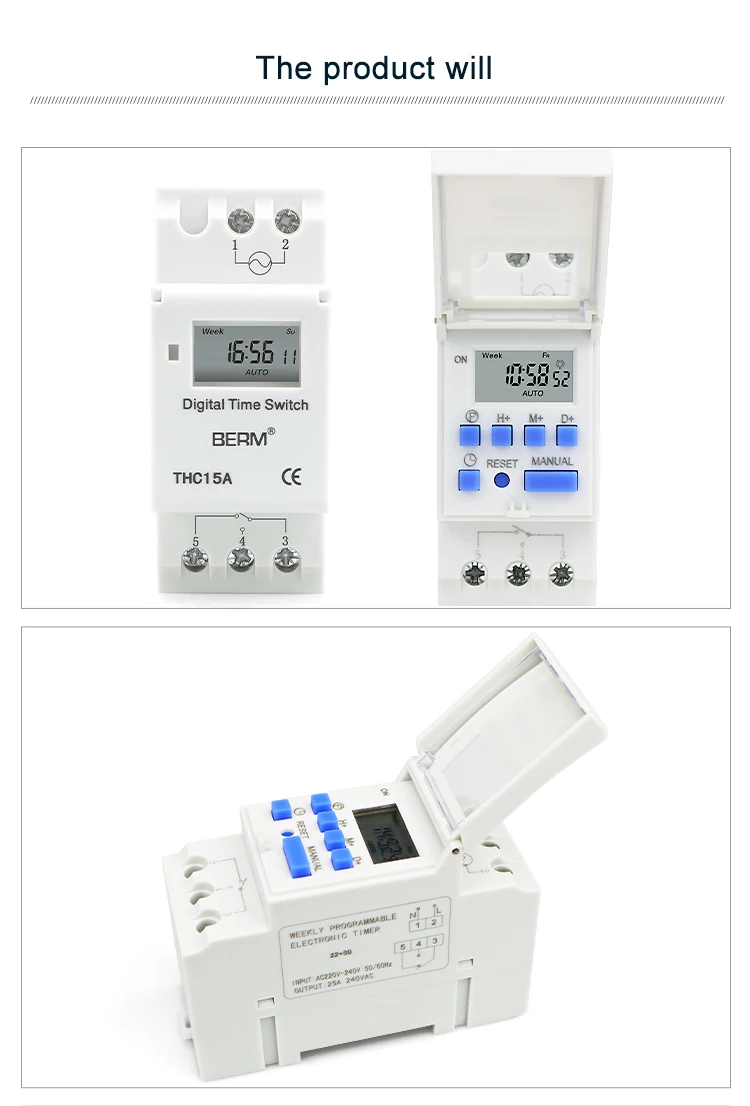 BERM THC15A Digital Programmable Timer Switch 220V 25A for Industrial ...