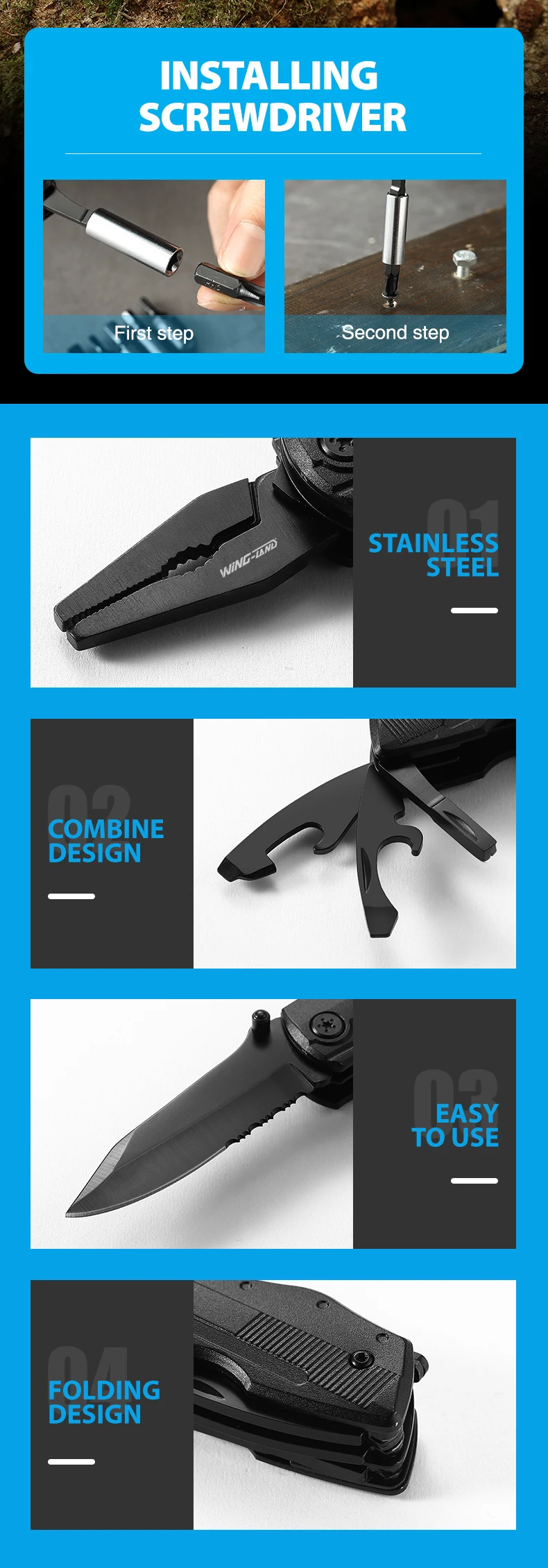 9in1 Custom Multi Tool Pliers - Ultimate Outdoor Utility