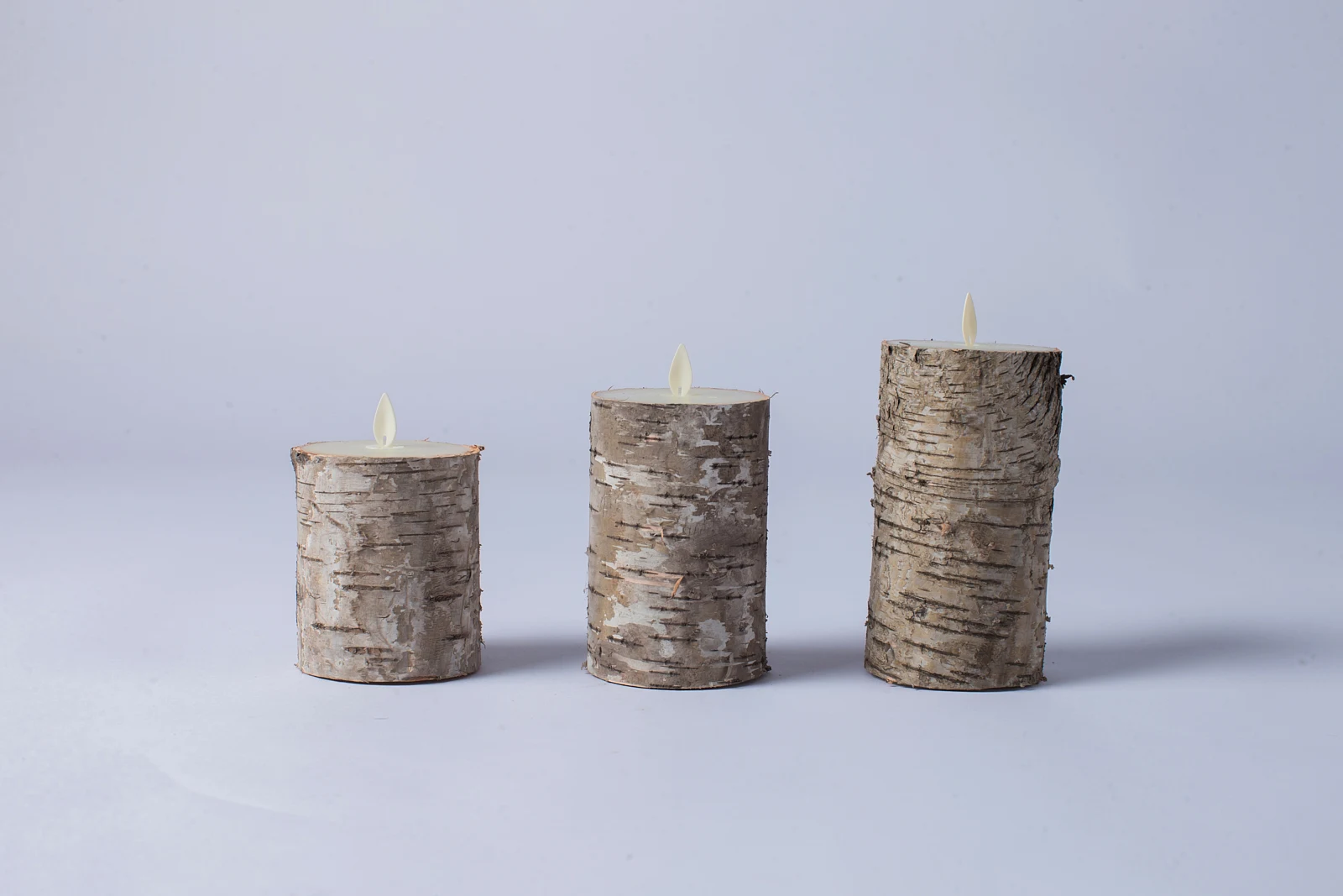 Real Birch Bark Effect Flameless Candles With Real Wax Flickering ...