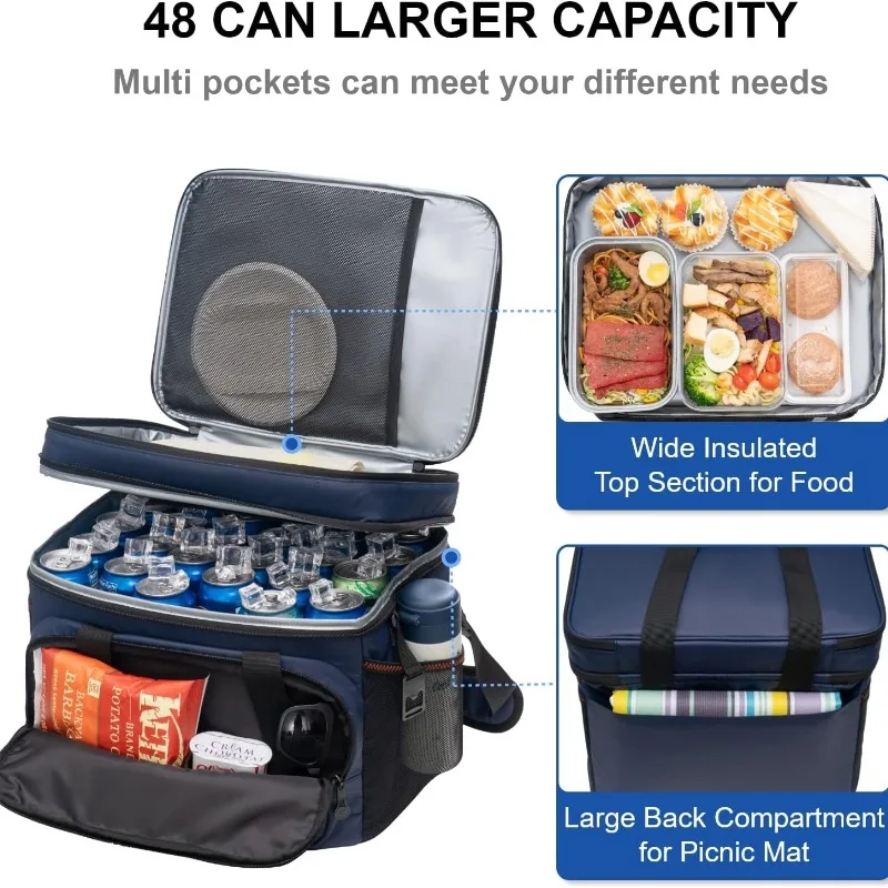 Soft Reefer Bag Travel Beach Insulated Cooler Double Compartments ...