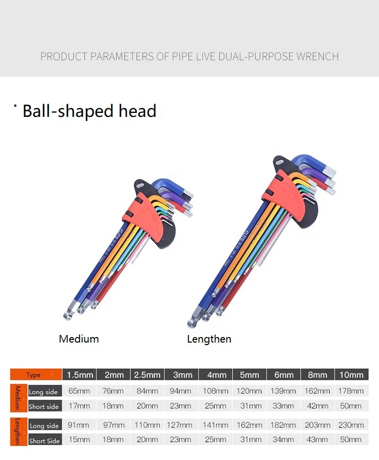Multi Color Ball Point Allen Hex Key Set Hex Wrench Set Universal Hex ...