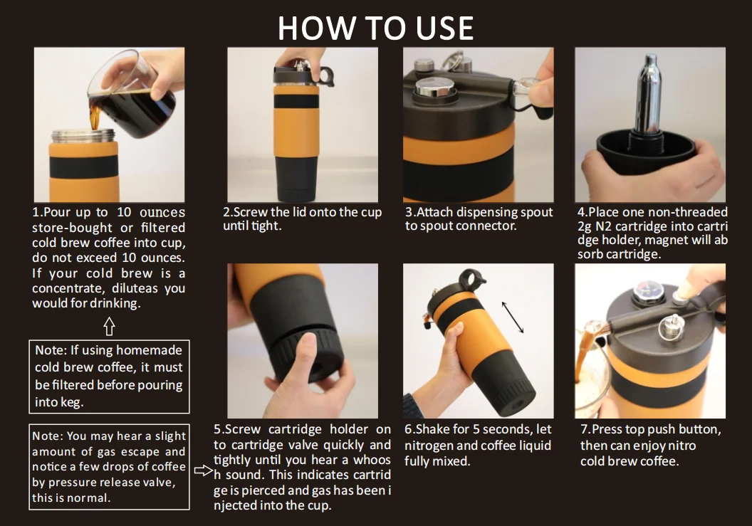 480ml Outdoor Portable Nitro Cold Brew Coffee Maker - Eco-friendly