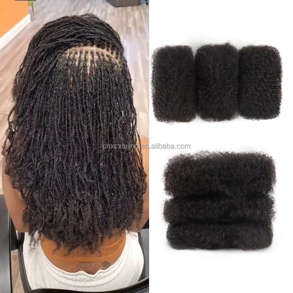 12 Inch Afro Kinky Curly Human Hair Bulk for Micro Locs, Twists, and ...