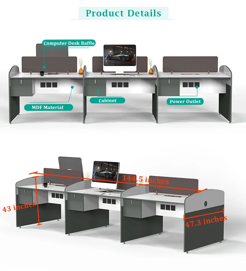 Modern Design Luxury Style Customizable Modular Six People Office ...