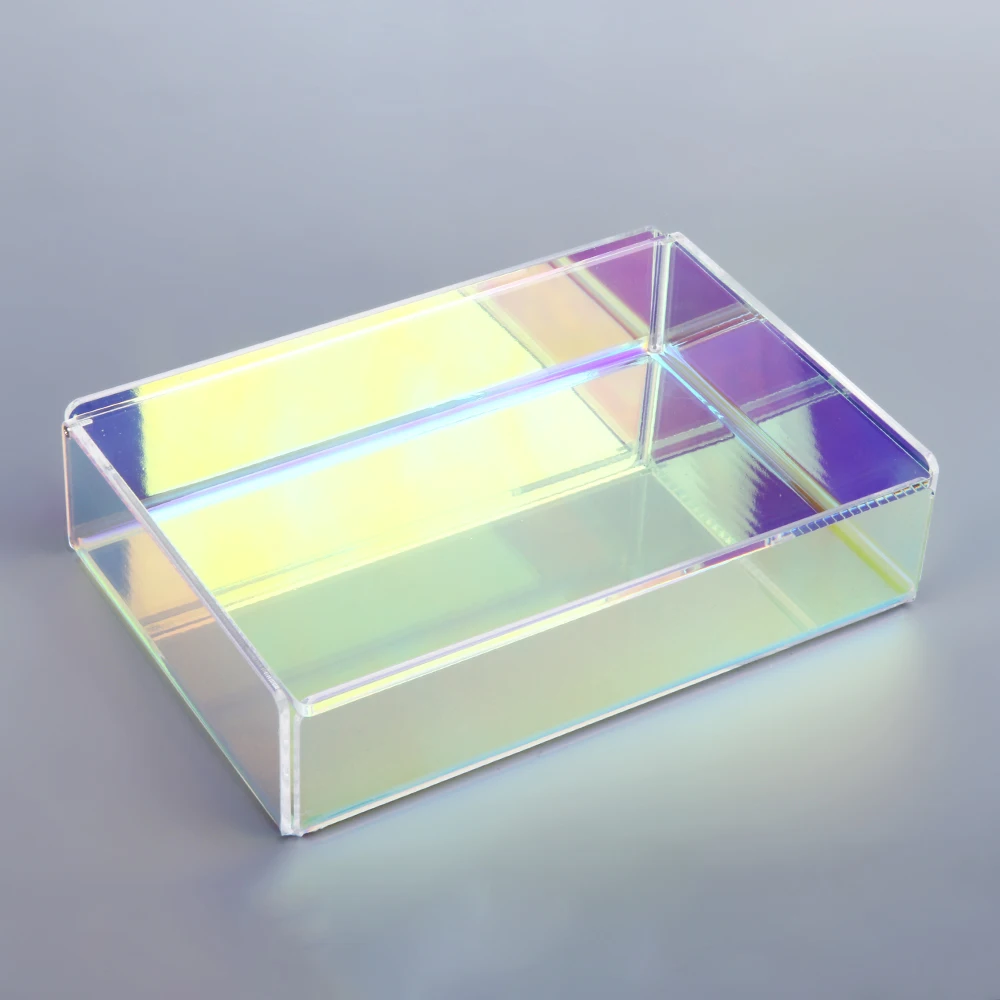 High Quality Acrylic Cosmetic Storage Iridescent Box With Clear Lid ...