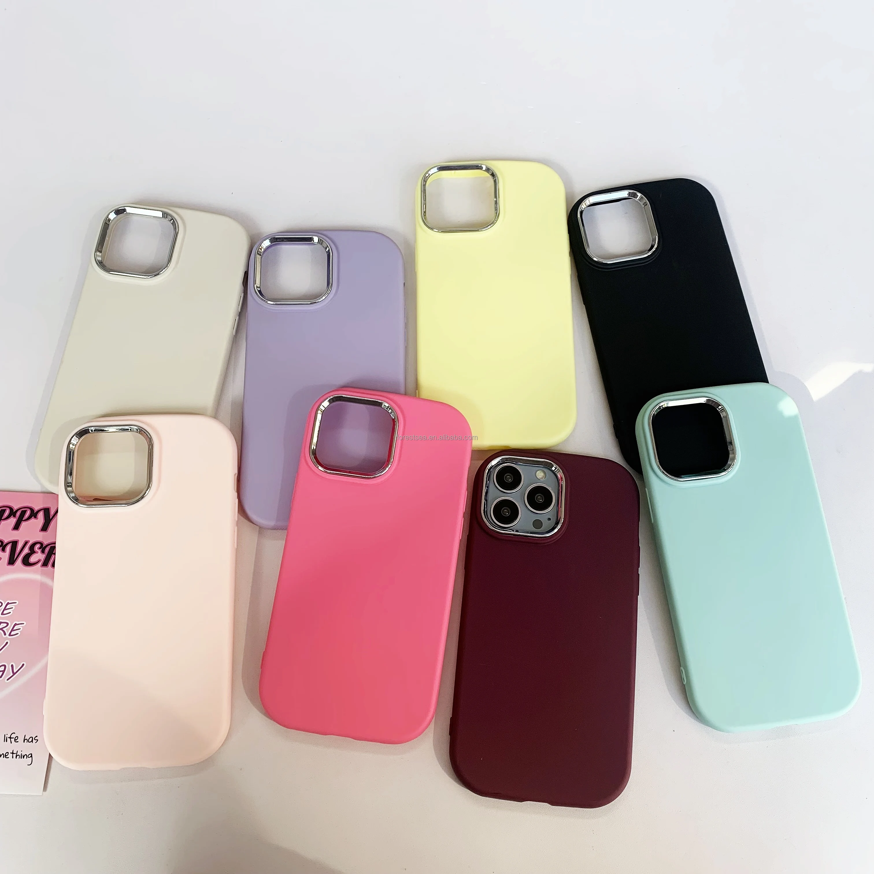 Custom Pure Color Electroplated Camera Frame Phone Case