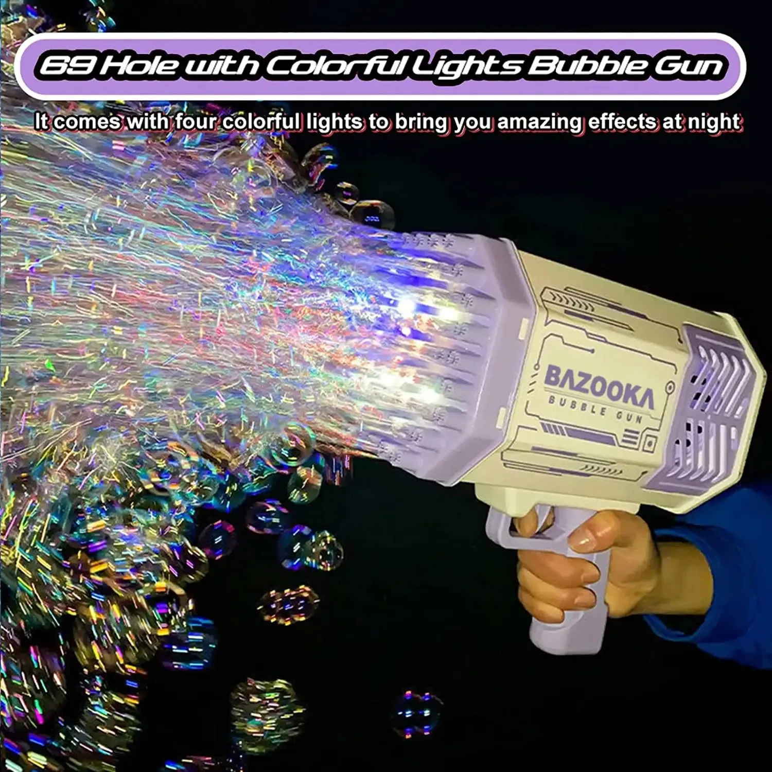 69 Hole Rainbow Bubble Gun Children's Toy Rocket Launcher Hand-held ...
