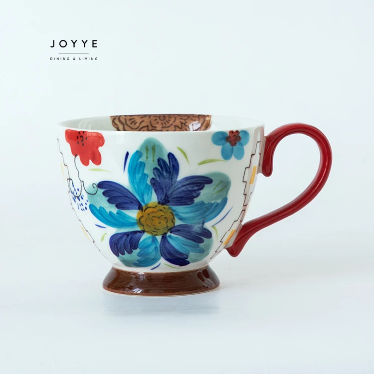 Joyye in Stock Hand Painting Flower Coffee Mug Bohemian Breakfast Cup ...
