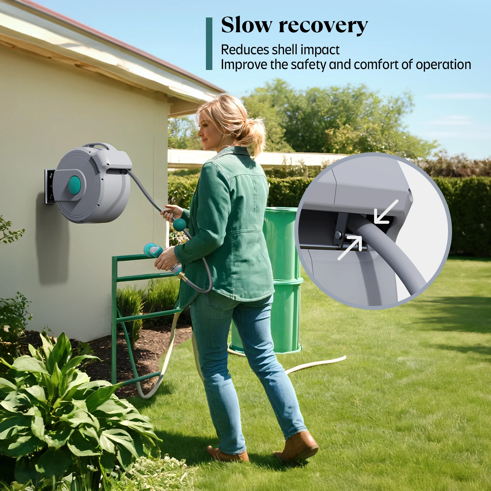 Gartenkraft Brass Fitting High Pressure Water Wall Mounted Retractable ...